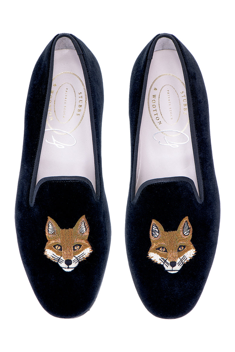 Fox Noir Velvet Slipper (Men) – Stubbs & Wootton